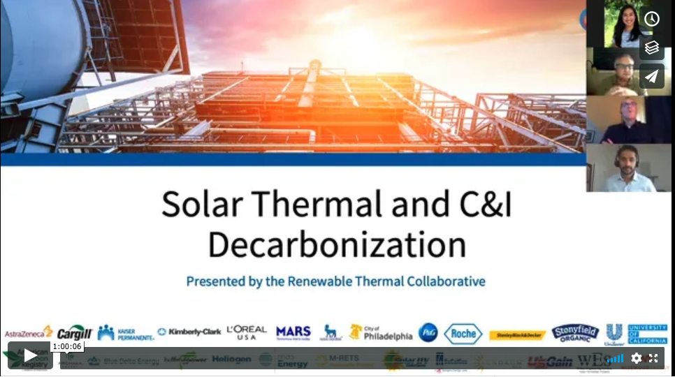 Solar Thermal C&I Decarbonization Series- Part 2 - Renewable Thermal ...