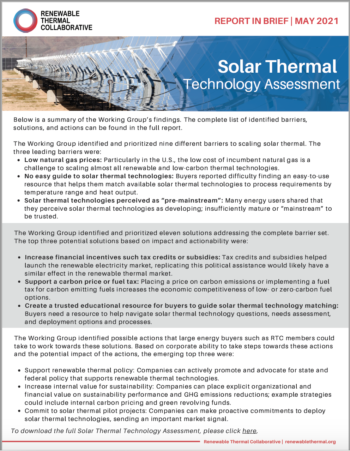 Solar Thermal – Renewable Thermal Collaborative