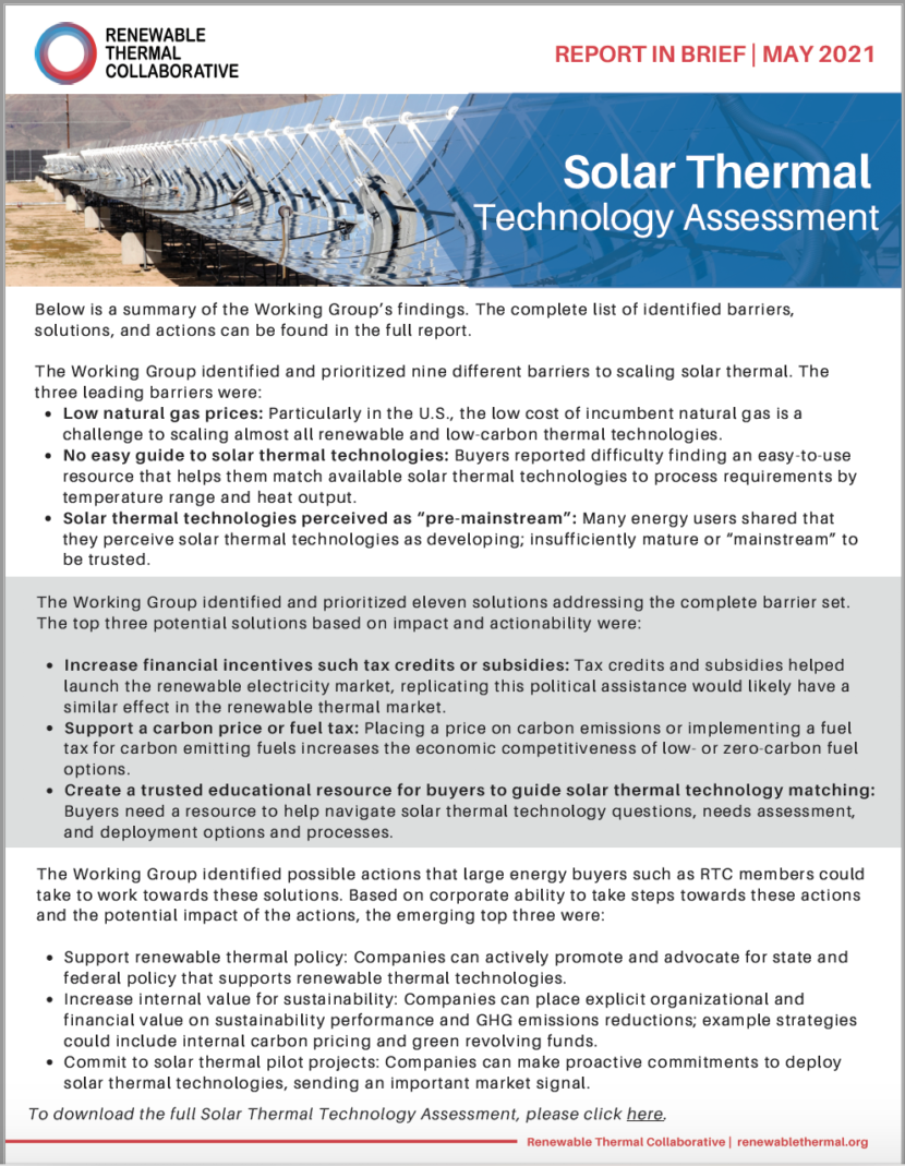 Solar Thermal – Renewable Thermal Collaborative