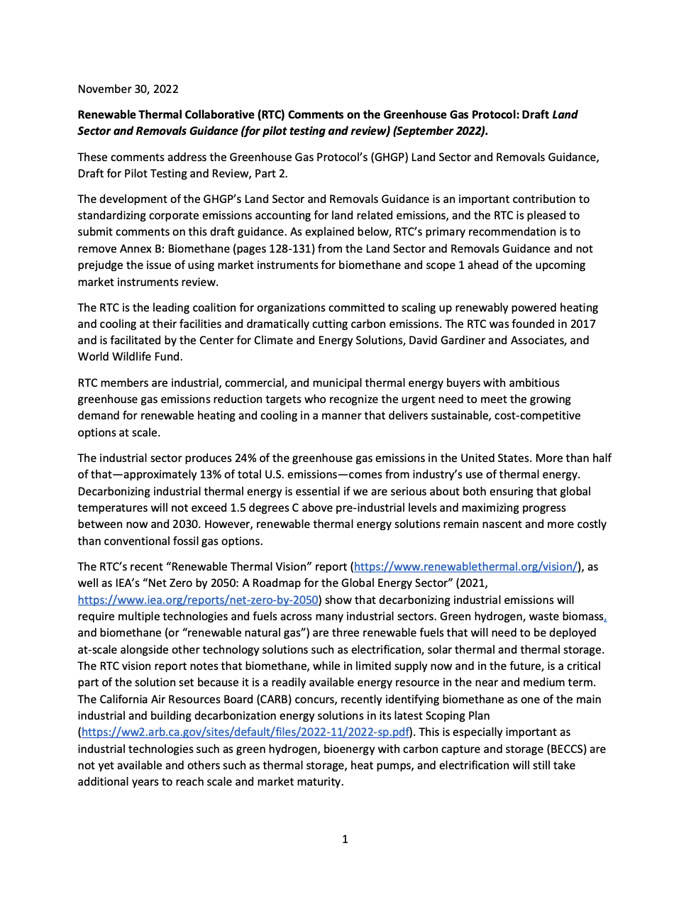 GHG Accounting - Renewable Thermal Collaborative