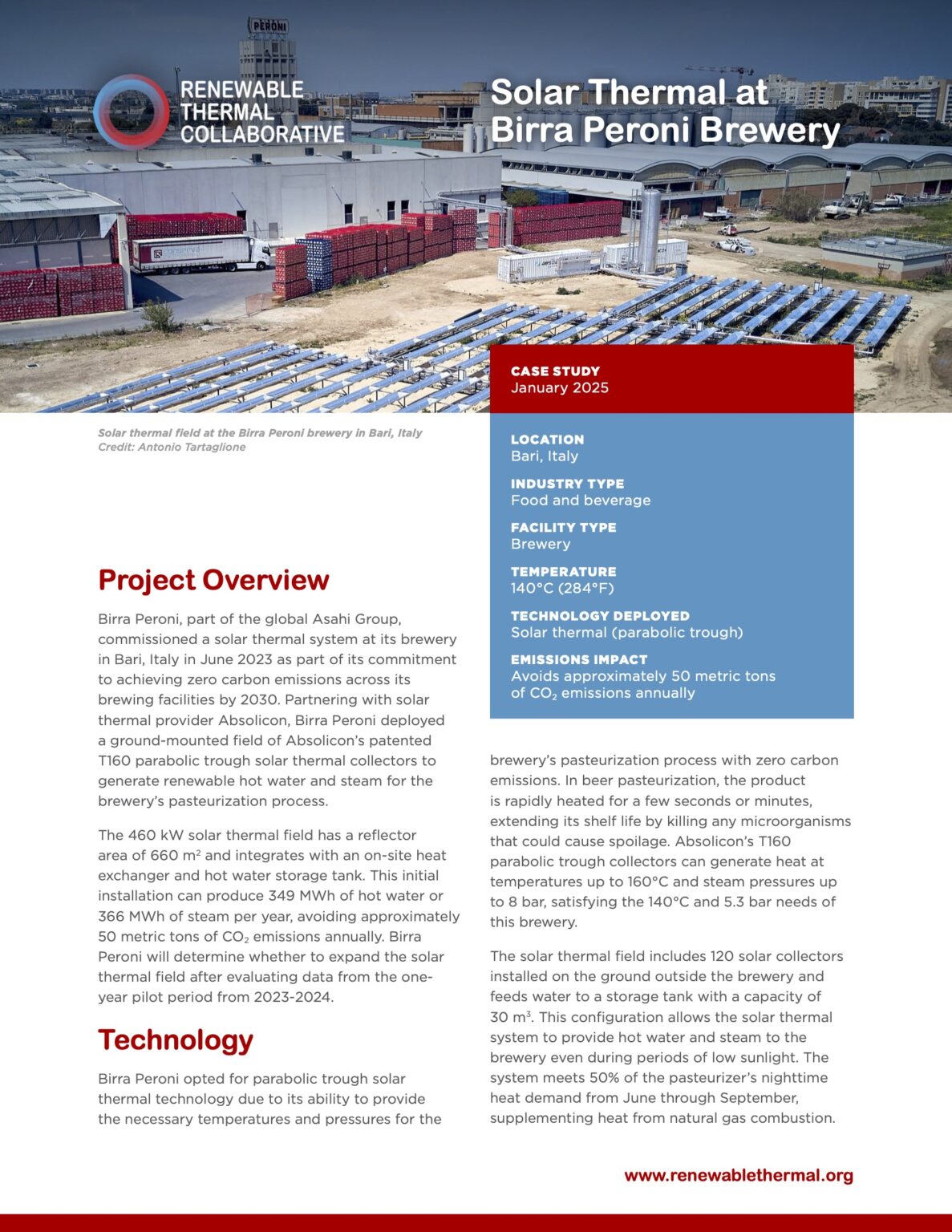 Case Study: Solar Thermal at Birra Peroni Brewery - Renewable Thermal Collaborative