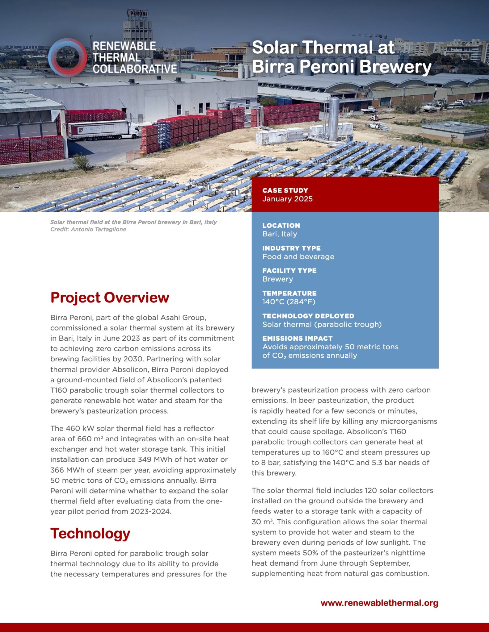 Case Study: Solar Thermal at Birra Peroni Brewery - Renewable Thermal Collaborative